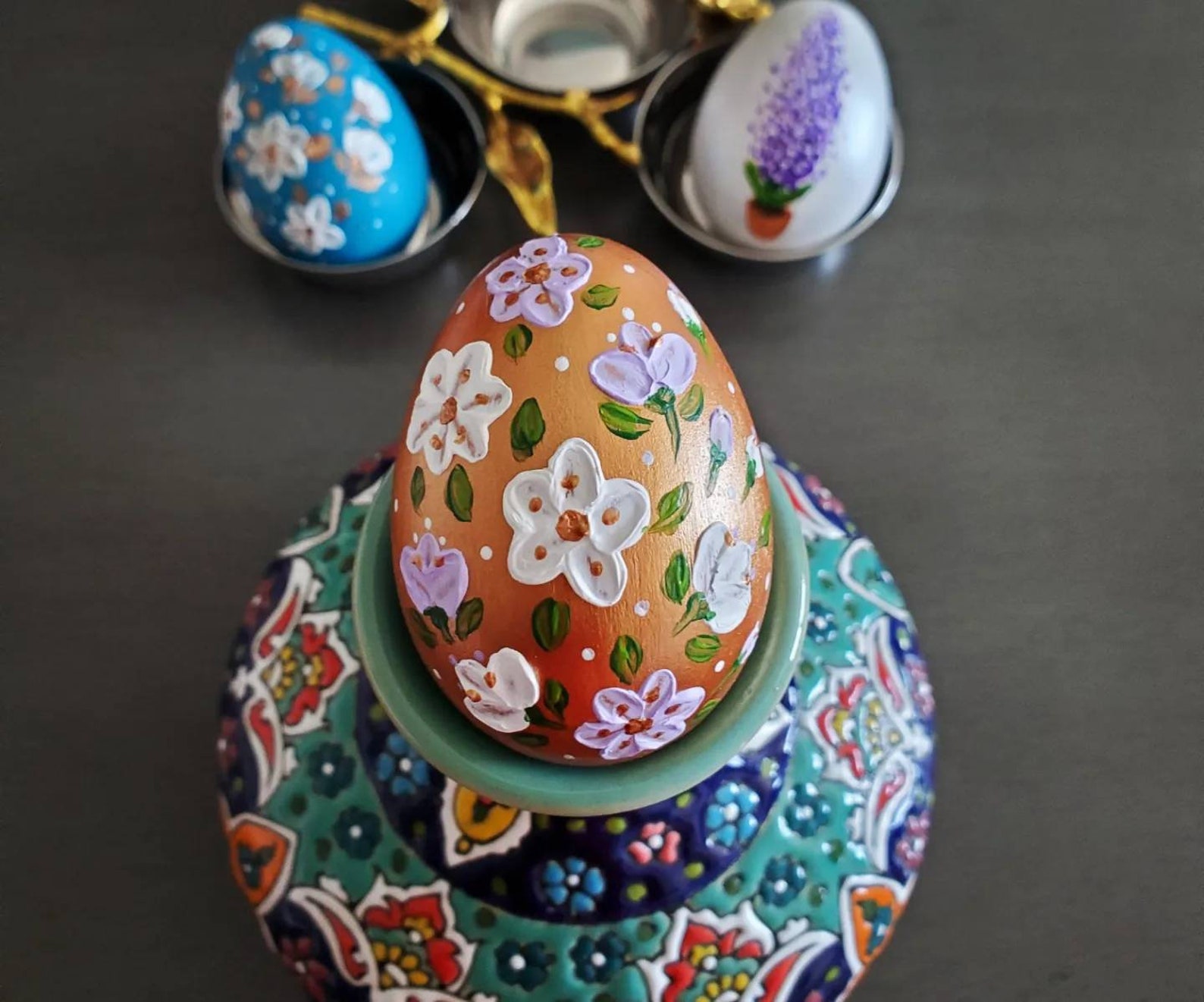 Haftsin Eggs, Set of 3 Hand-painted Wooden Egg. Haft Sin Eggs/nowruz Eggs/norouz Eggs/haftseen ...
