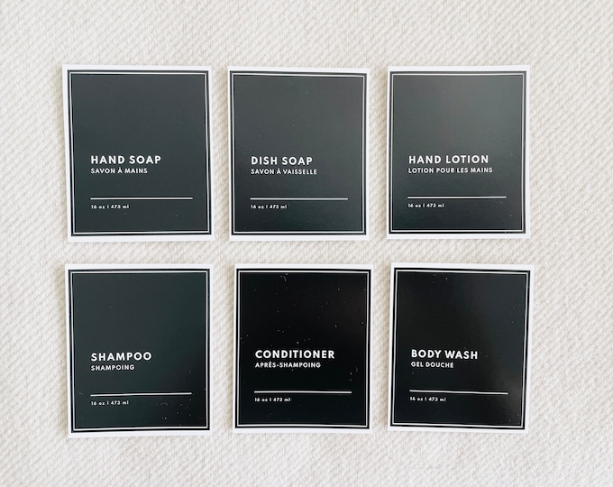Black Labels for Dispensers 3 Waterproof Soap Bottle Labels Dish Soap ...