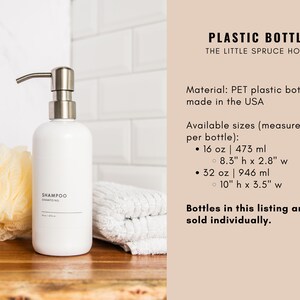 PLASTIC Shampoo and Conditioner Bottles, Minimalist, Refillable Bottles ...