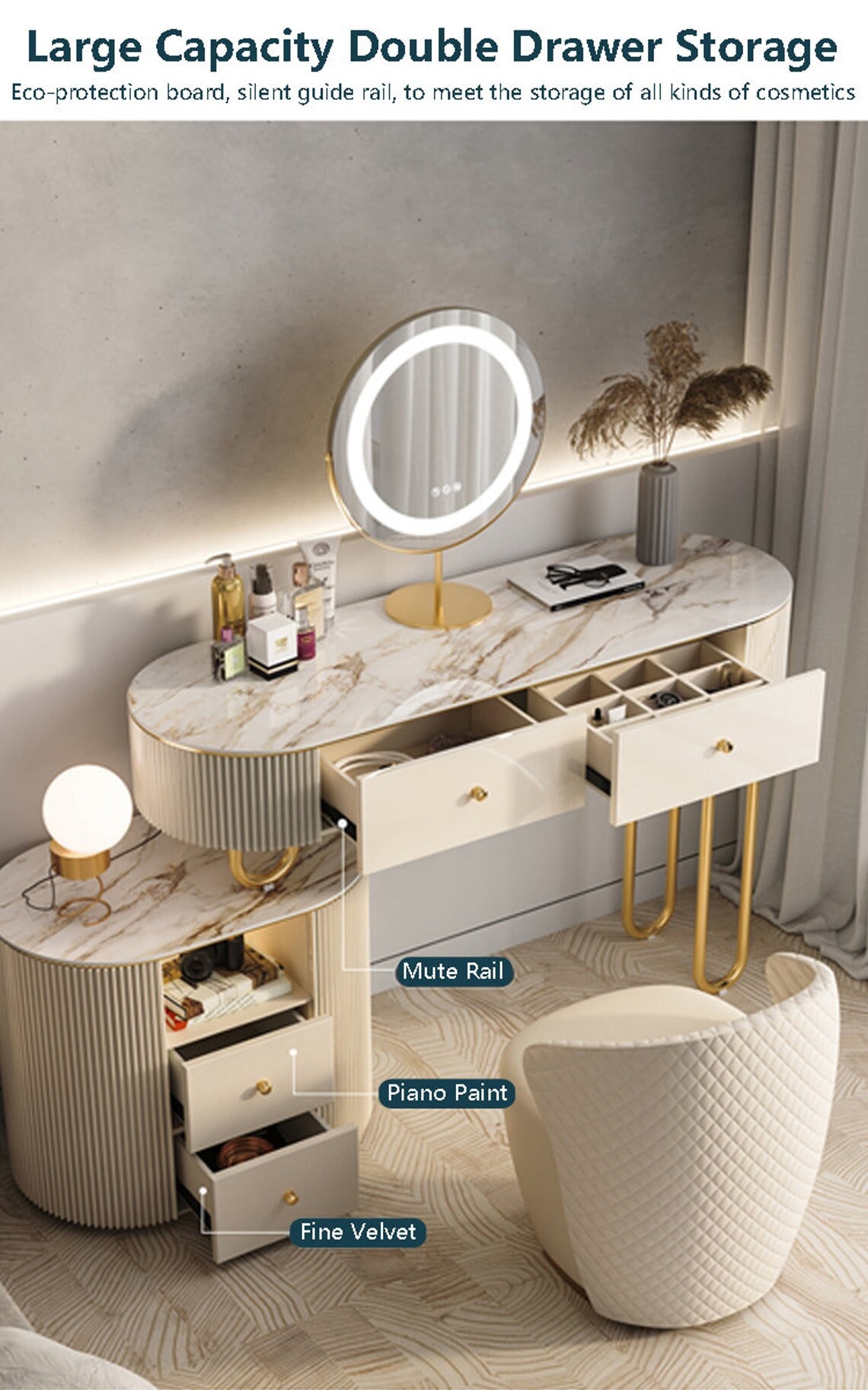 Luxurious Vanity Dressing Table Solid Wood Vanity Set With - Etsy