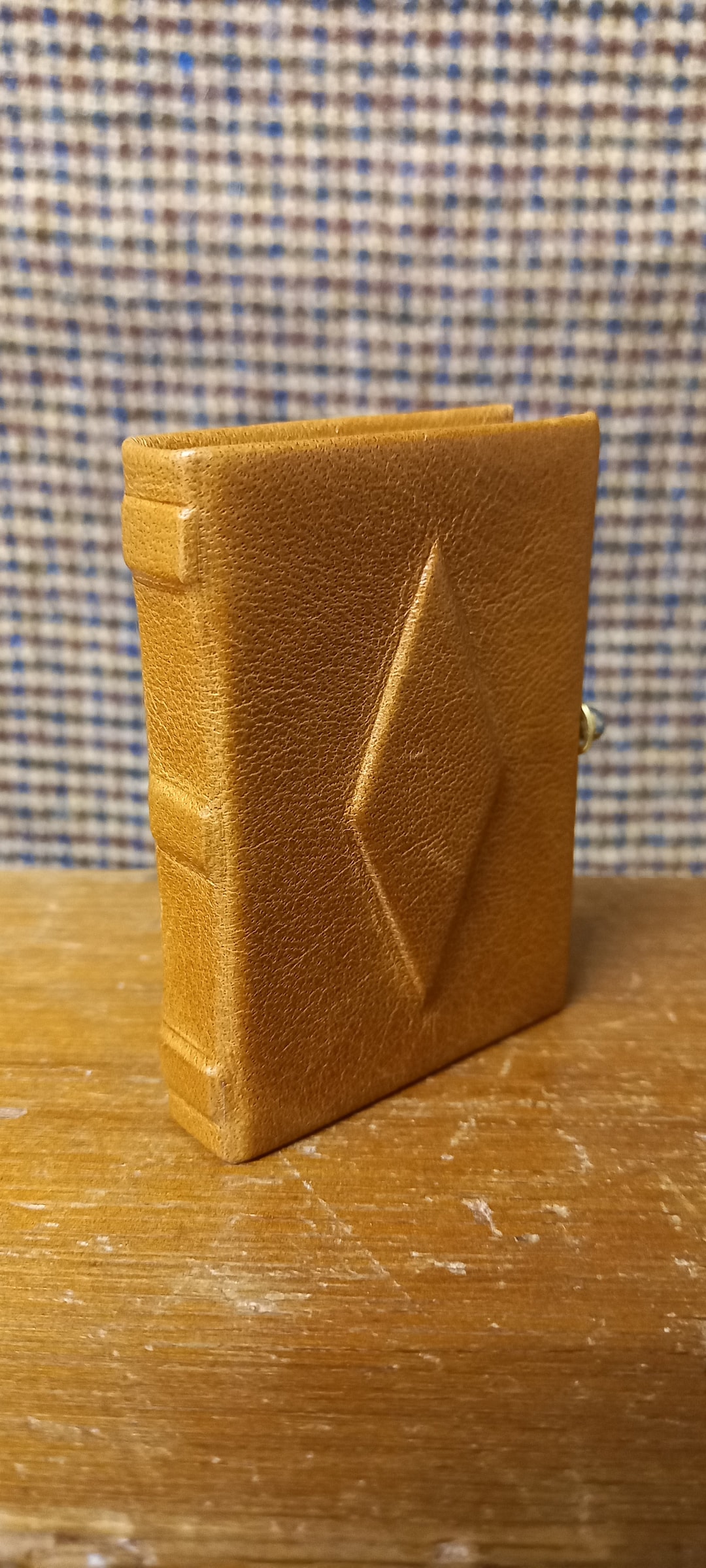 Miniature Book - Brown Leather - Brass Clasp - Marbled Paper - Notebook ...