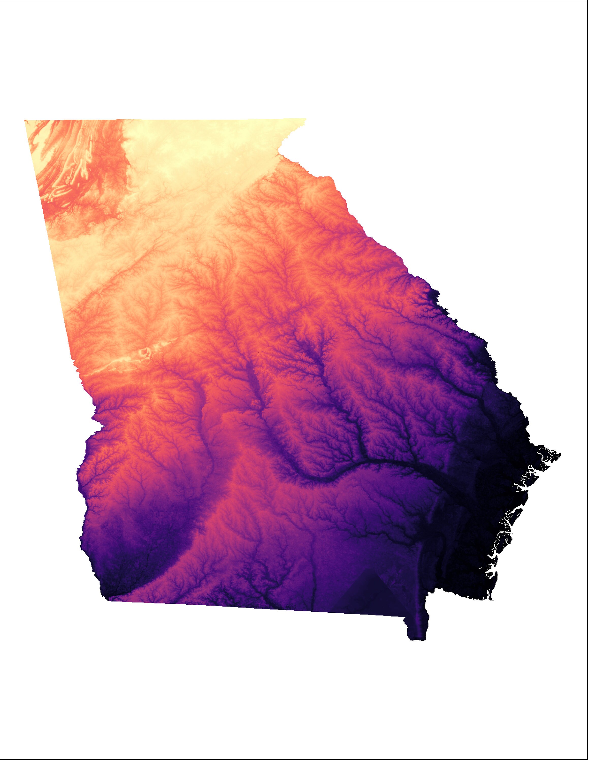 Georgia Map | State Elevation Map | Georgia Print Poster Canvas - Etsy