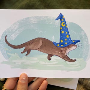 Otter Wizard Itty Bitty Mini Print | Mini Fantasy Creature Art Print - Etsy
