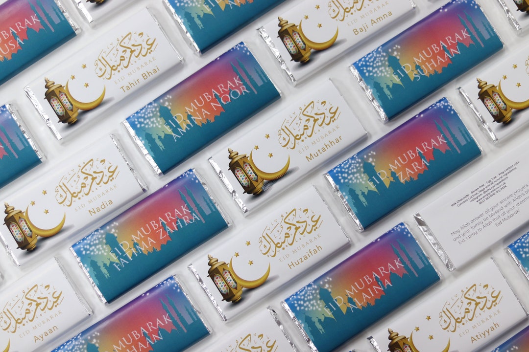 Personalised Eid Chocolate Bar Customised Handmade Gift Muslim Ramadan ...