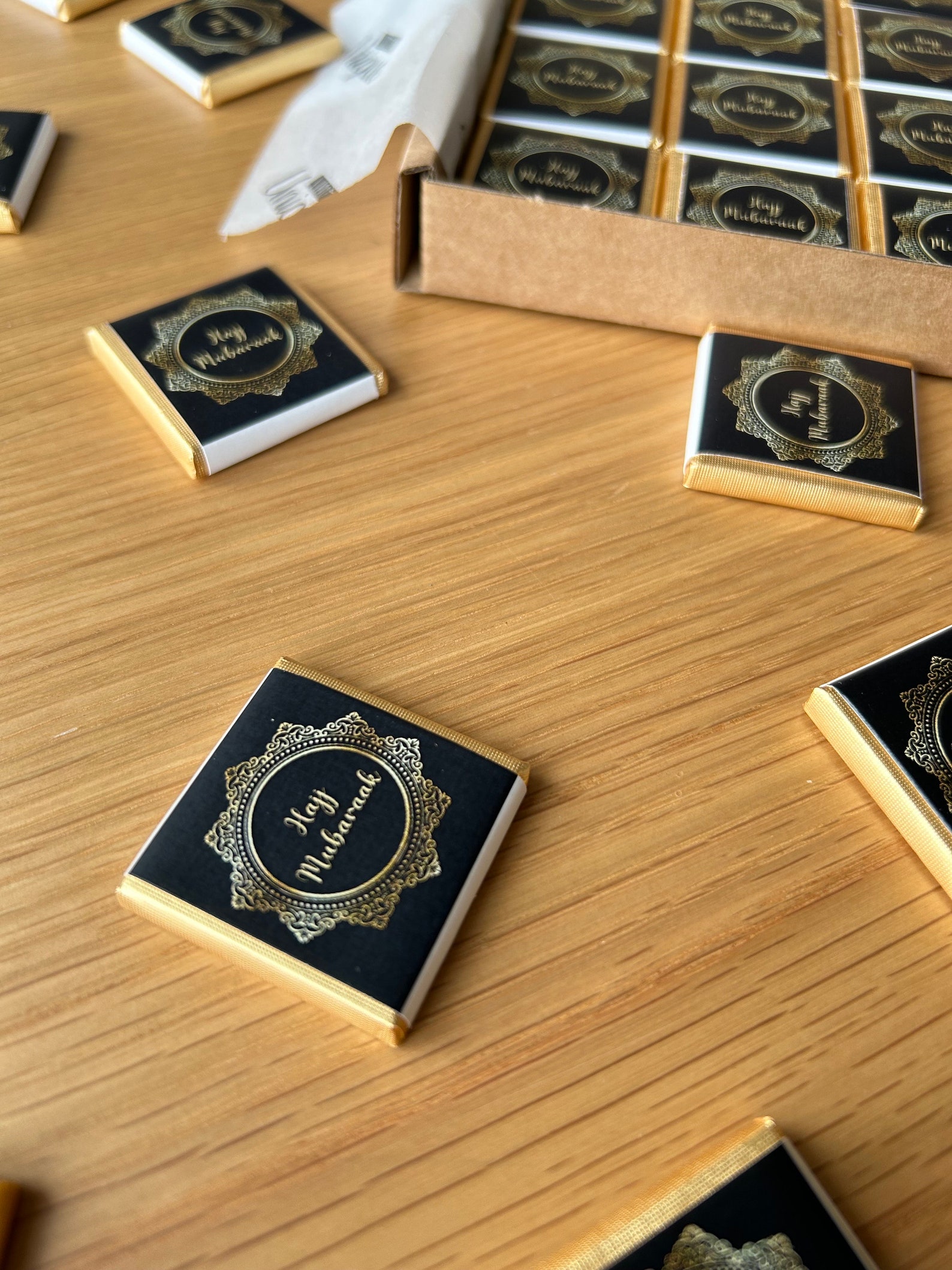 Hajj Mubarak Personalised Chocolate Party Favours Handmade Square Umrah ...