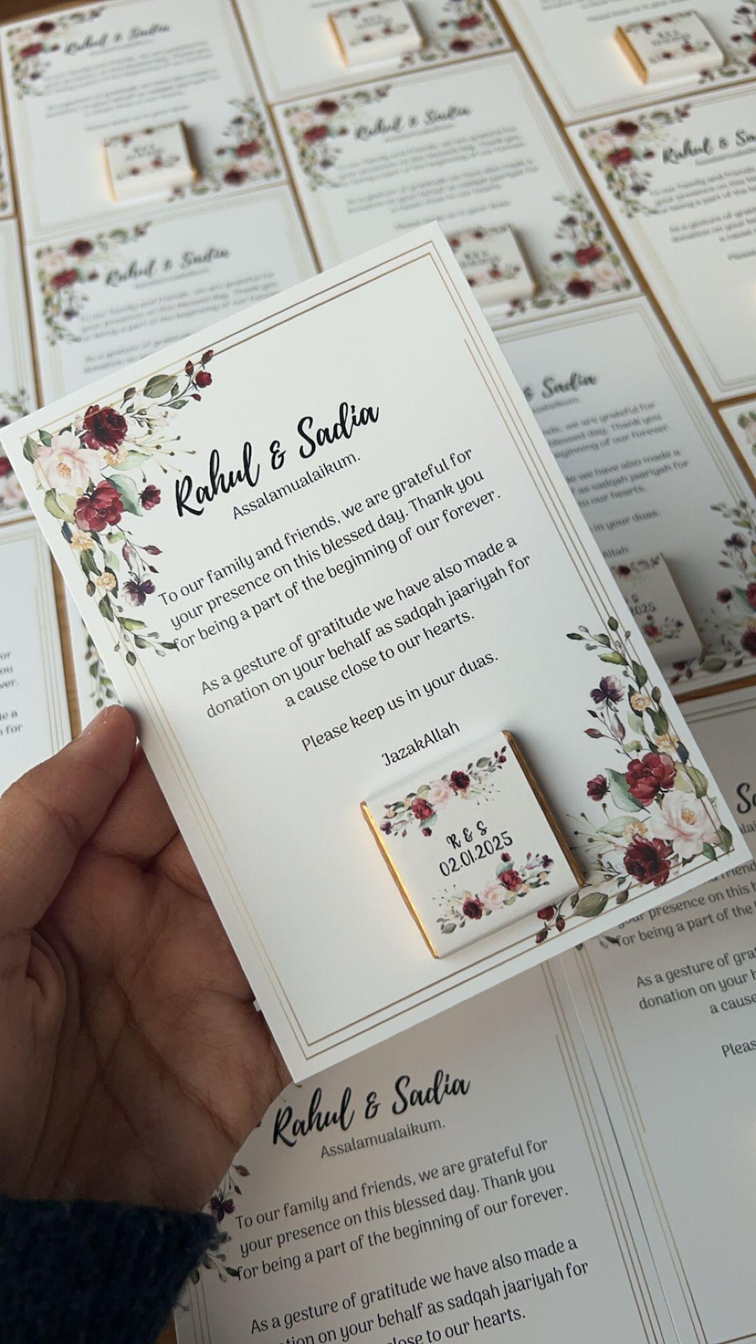 Personalised Chocolate on Card Wedding Party Favours Handmade Square ...