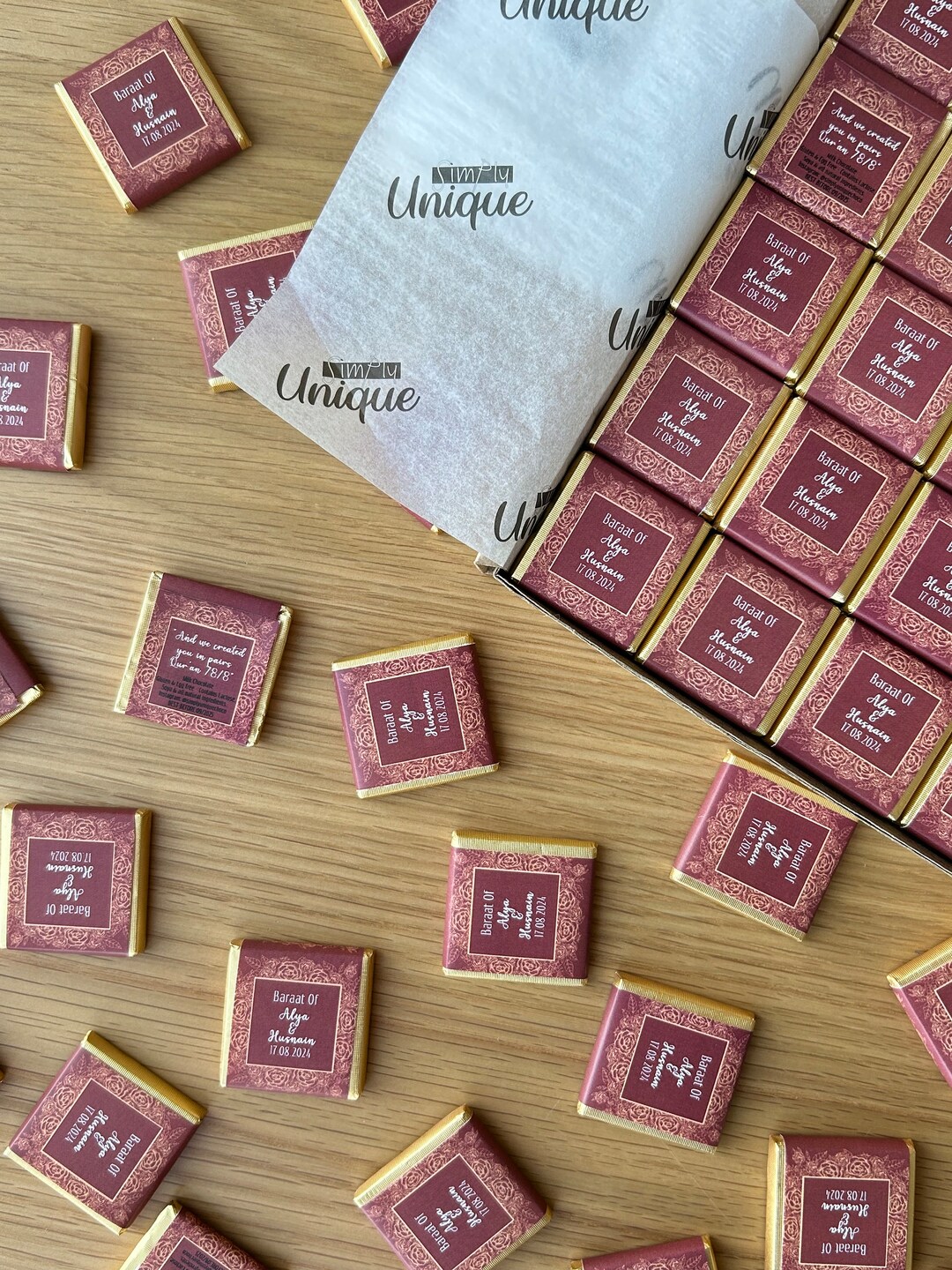 Personalised Chocolate Wedding Party Favours Handmade Square Gift ...