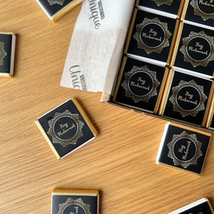 Hajj Mubarak Personalised Chocolate Party Favours Handmade Square Umrah ...