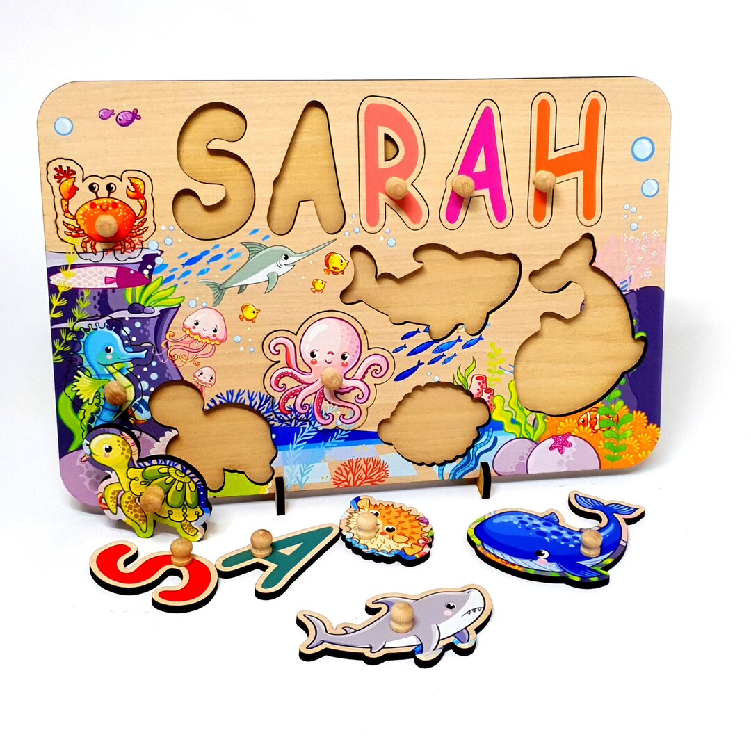 Wooden Name Puzzle With Pegs Custom Homeschool Montessori Baby Toys wooden-name-puzzle-with-pegs-custom-homeschool-montessori-baby-toys