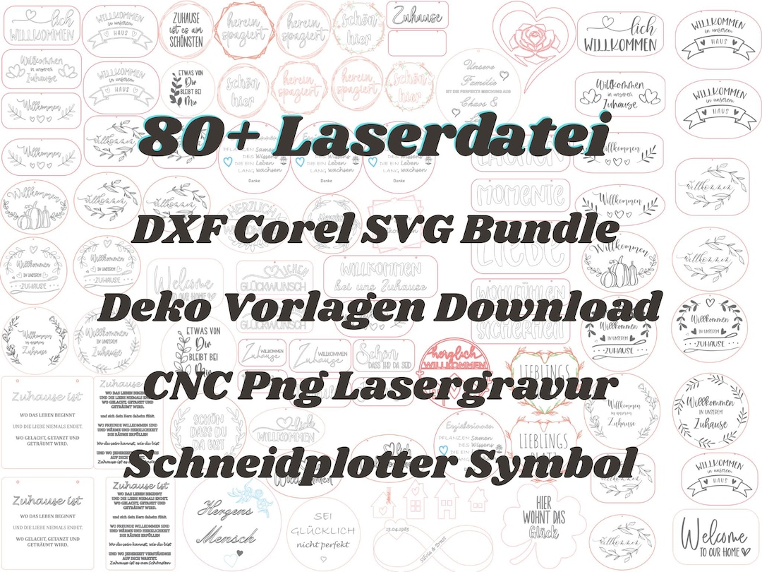 80+ Laser Design DXF Corel SVG Bundle Clipart, Digital File Decoration ...