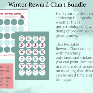 Winter Chore Chart for Kids, Christmas Sticker Reward Chart, Girl ...