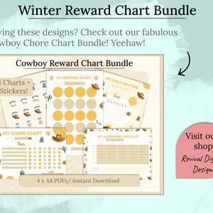 Winter Chore Chart for Kids, Christmas Sticker Reward Chart, Girl ...