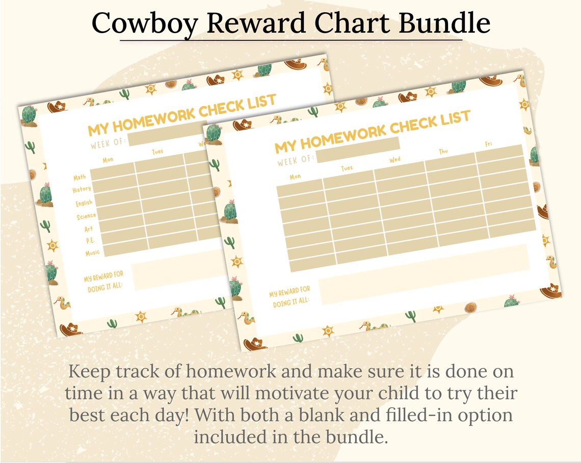 Cowboy Chore Chart for Kids, Chore Chart Bundle, Reward Chart for Boys ...