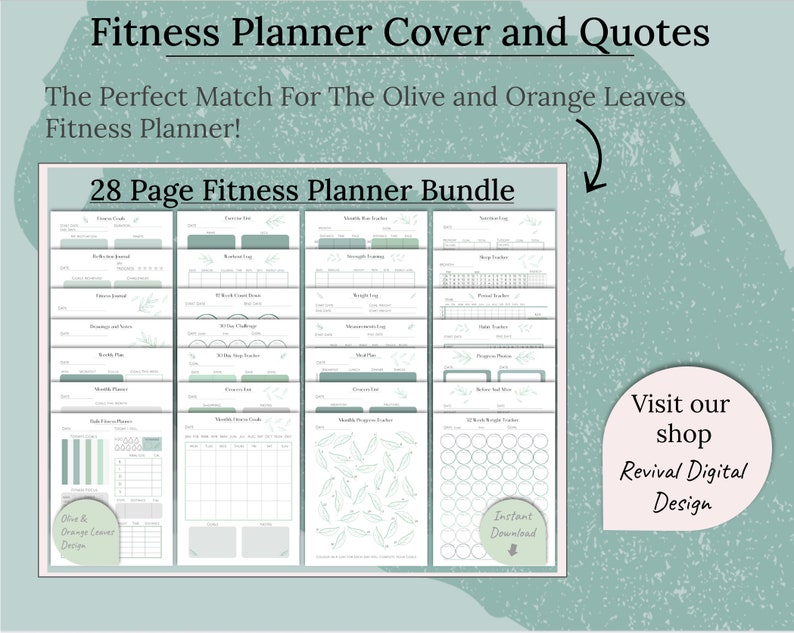 Fitness Quotes, Motivational Quotes, Planner Cover Printable, Digital ...