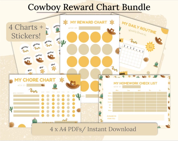 Cowboy Chore Chart for Kids Chore Chart Bundle Reward Chart - Etsy