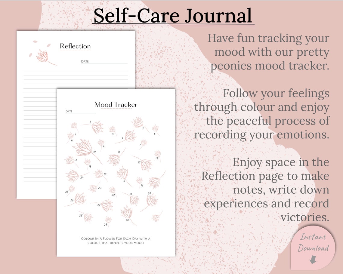 Self-care Planner Printable, Self-care Journal Pink, Wellness Journal ...