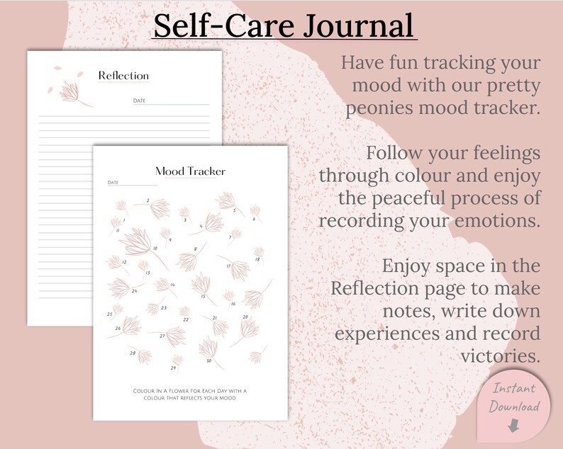 Self-care Planner Printable, Self-care Journal Pink, Wellness Journal ...