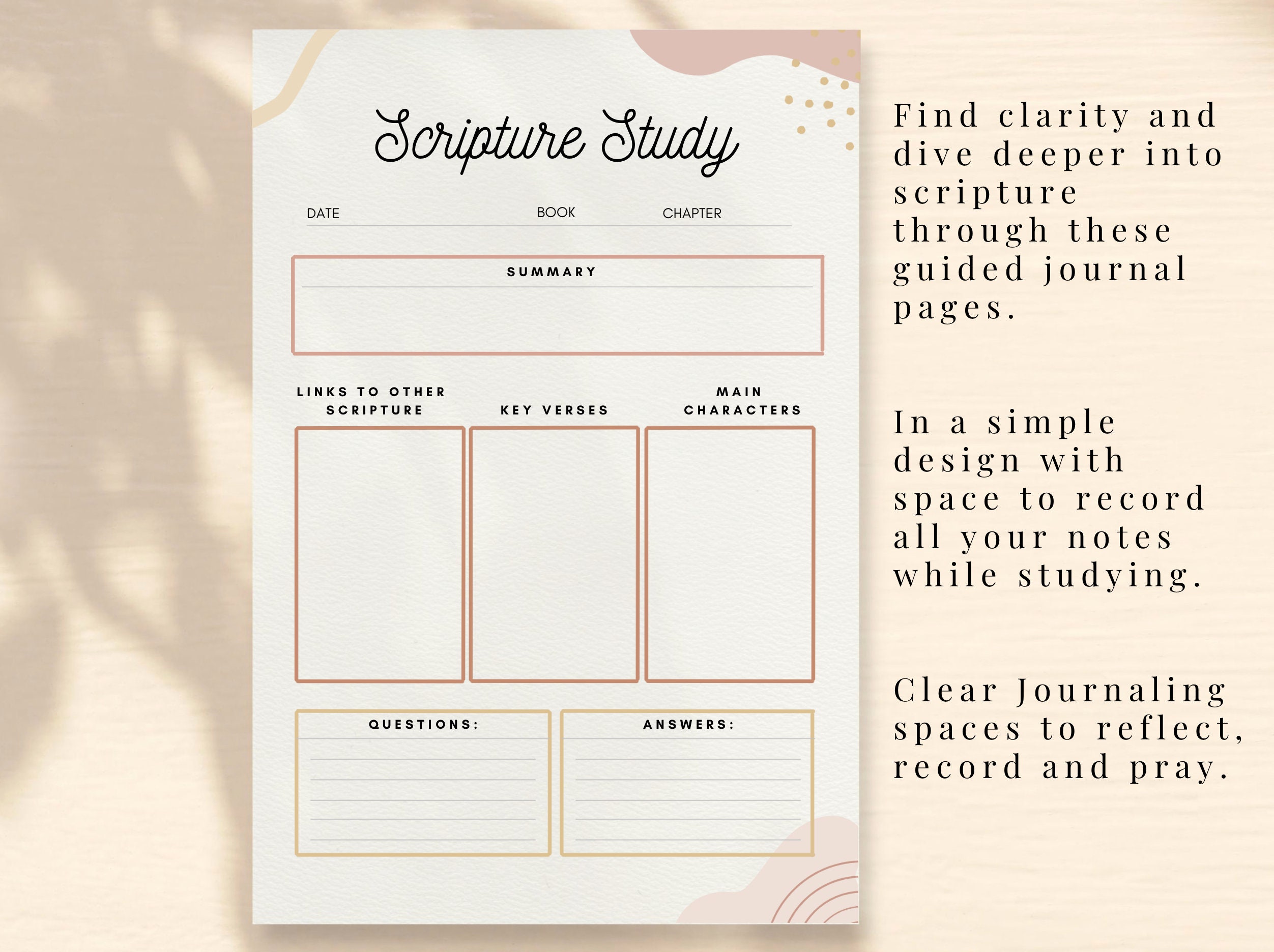 Pink Prayer Journal Boho Bible Study Printable Pink Bible - Etsy