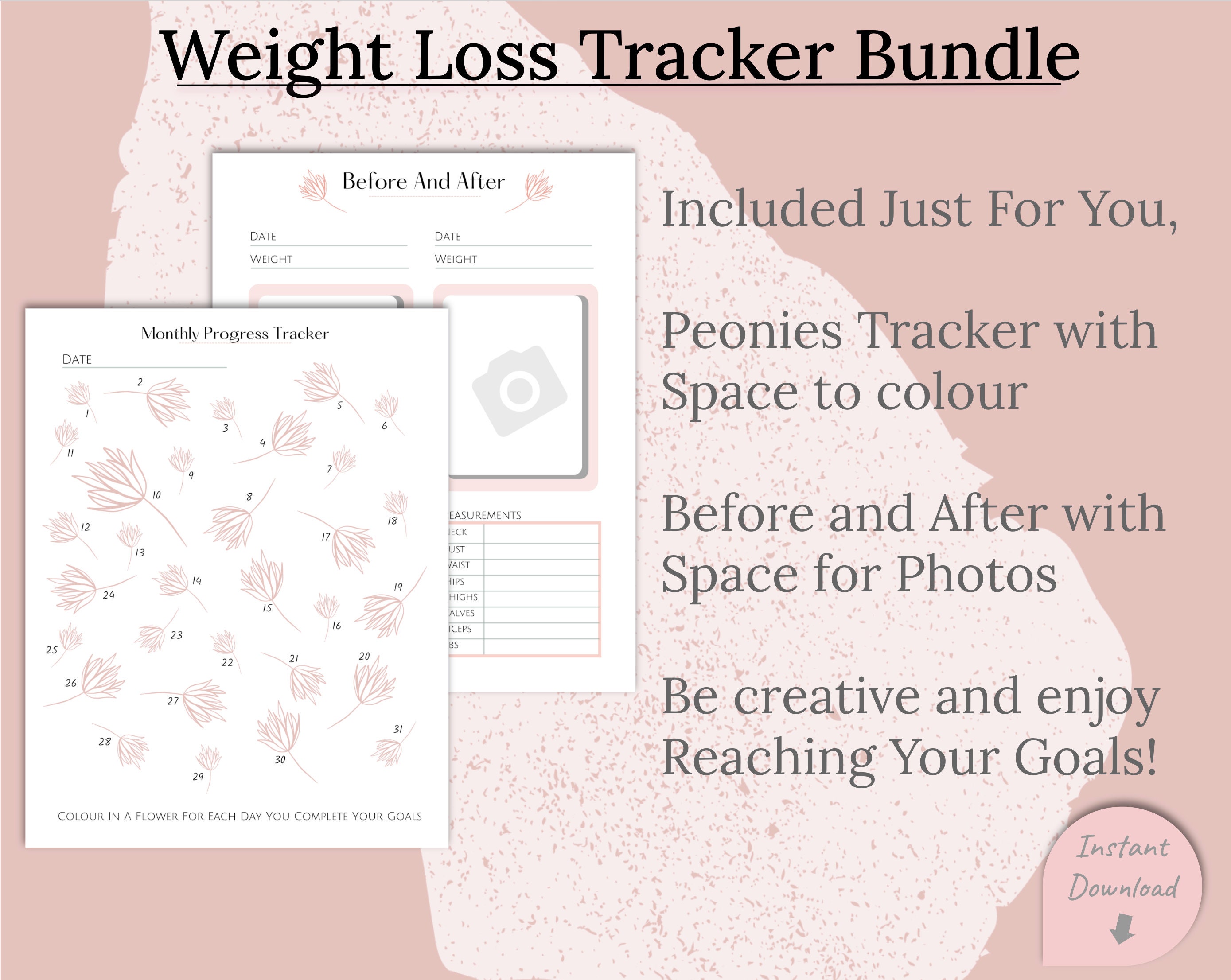 Weight Loss Tracker, Weight Loss Chart, 12 Week Countdown, 30 Day ...