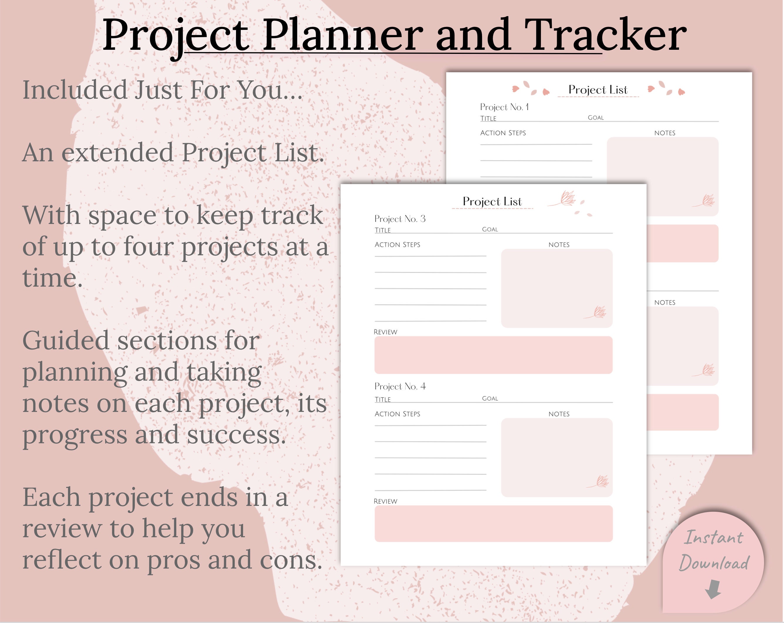 Project Planner Printable, Project List, Pink Project to Do List ...