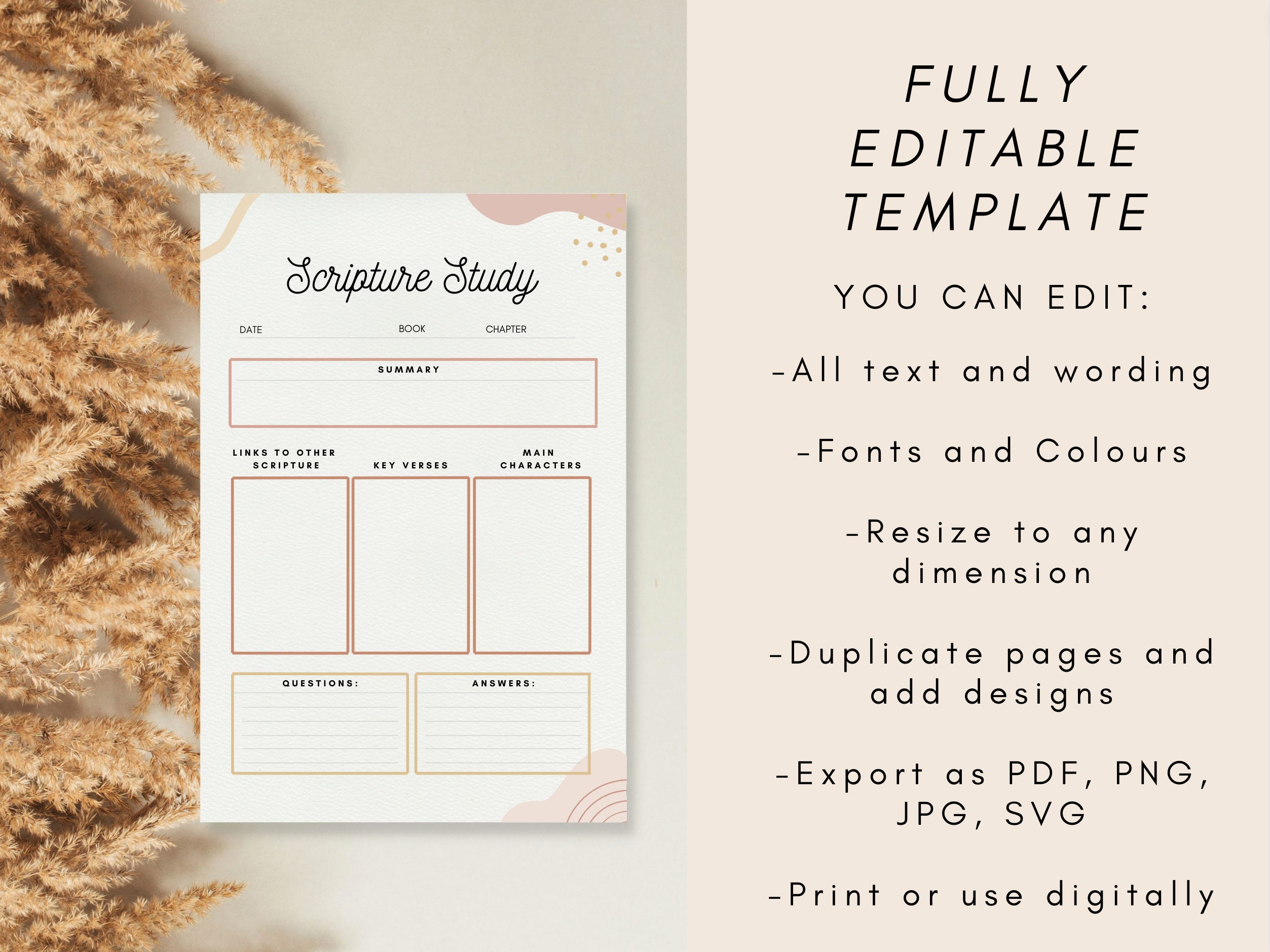 Pink Prayer Journal Boho Bible Study Printable Pink Bible - Etsy