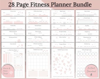 Pink Fitness Planner Workout Planner Weight Loss Journal, Workout ...