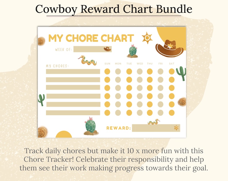 Cowboy Chore Chart for Kids, Chore Chart Bundle, Reward Chart for Boys ...