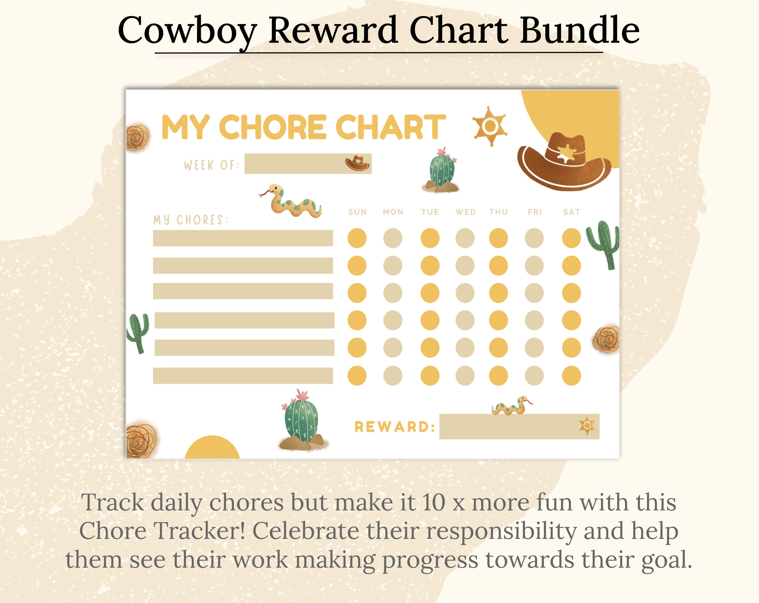 Cowboy Chore Chart for Kids, Chore Chart Bundle, Reward Chart for Boys ...