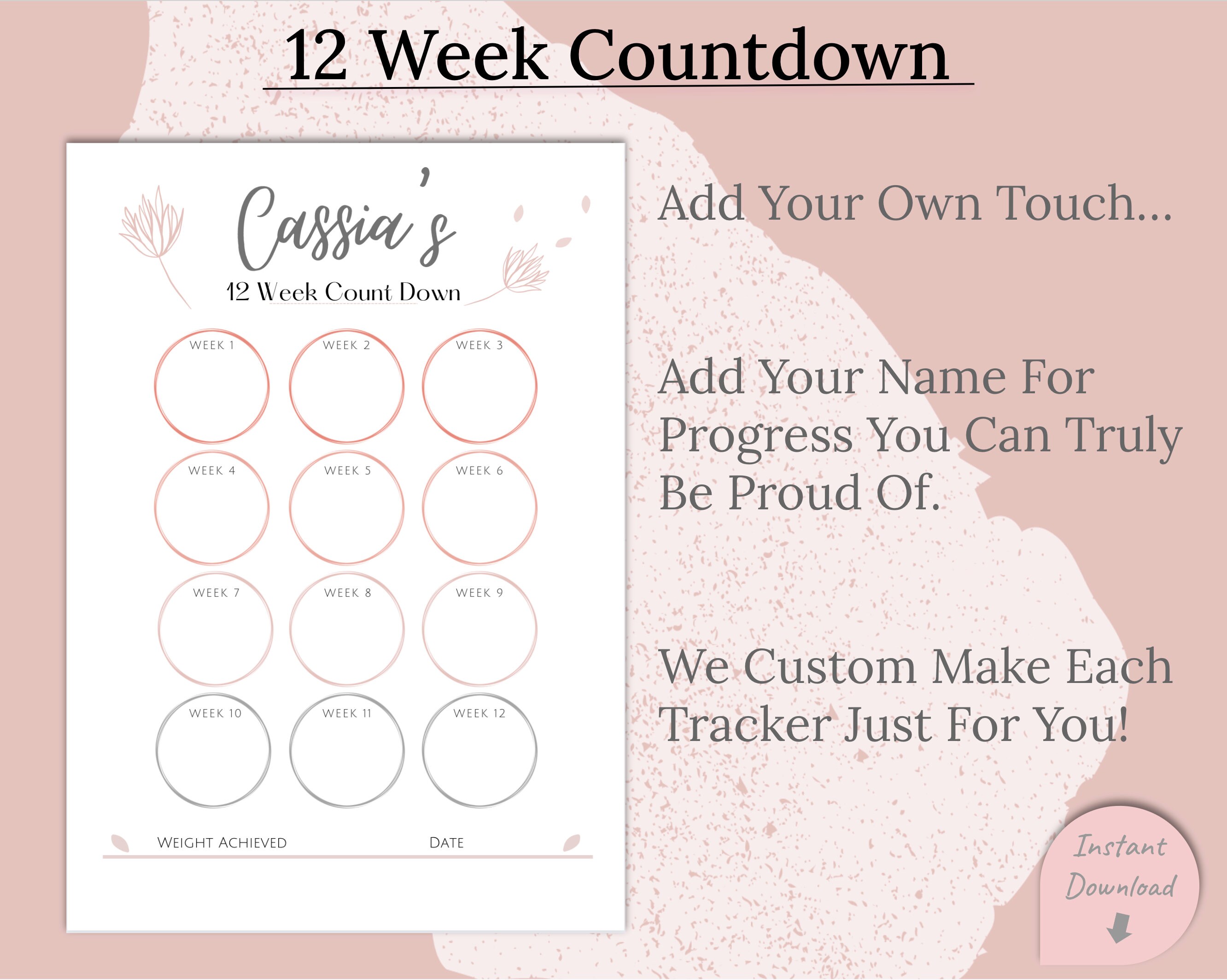 Personalised Weight Loss Countdown, Weigh Loss Tracker, Pink Diet ...