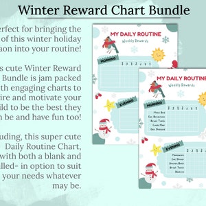 Winter Chore Chart for Kids, Christmas Sticker Reward Chart, Girl ...
