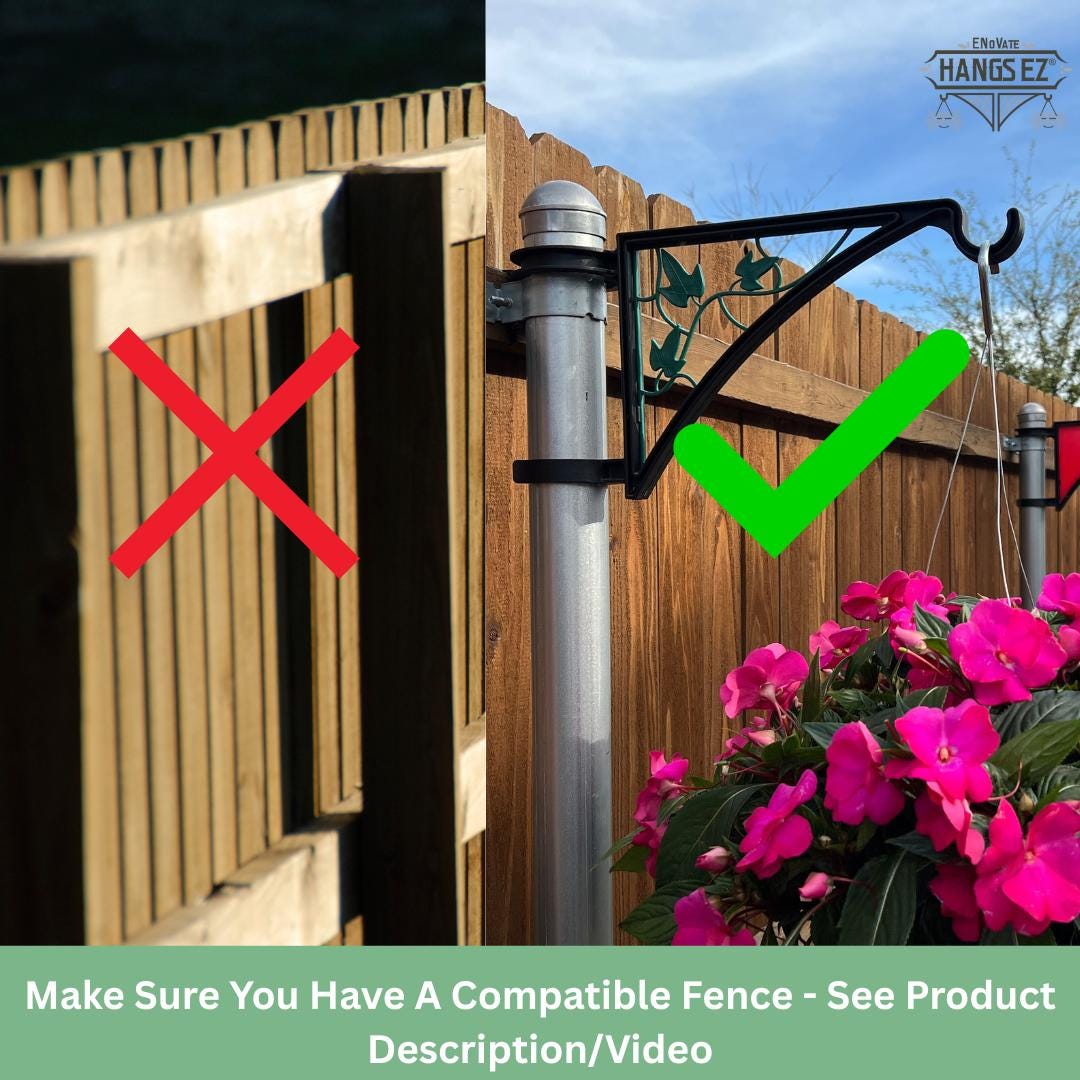 2 PCS Hangs EZ Fence Post Hangers With Yellow Panel Inserts(plant ...