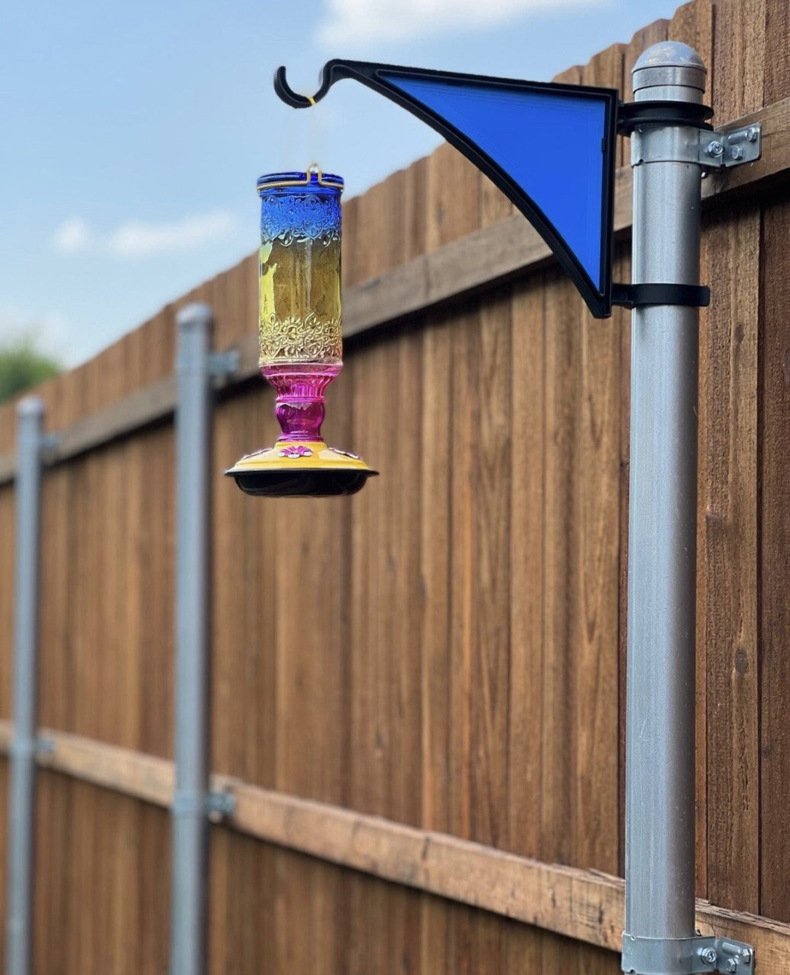 2 PCS Hangs EZ Fence Post Hangers With Blue Panel Inserts(plant Hanger ...