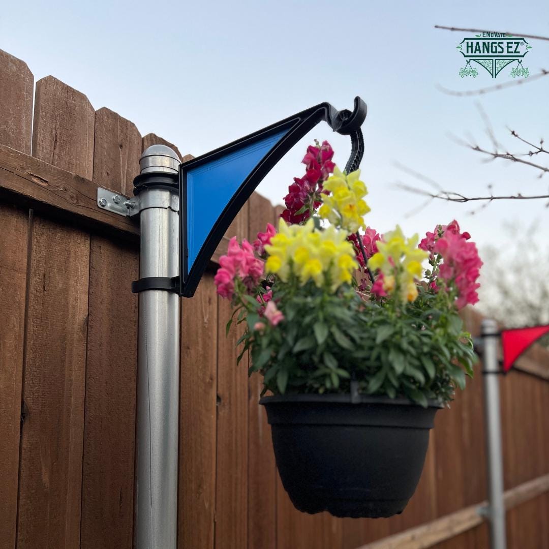 2 PCS Hangs EZ Fence Post Hangers With Blue Panel Inserts(plant Hanger ...