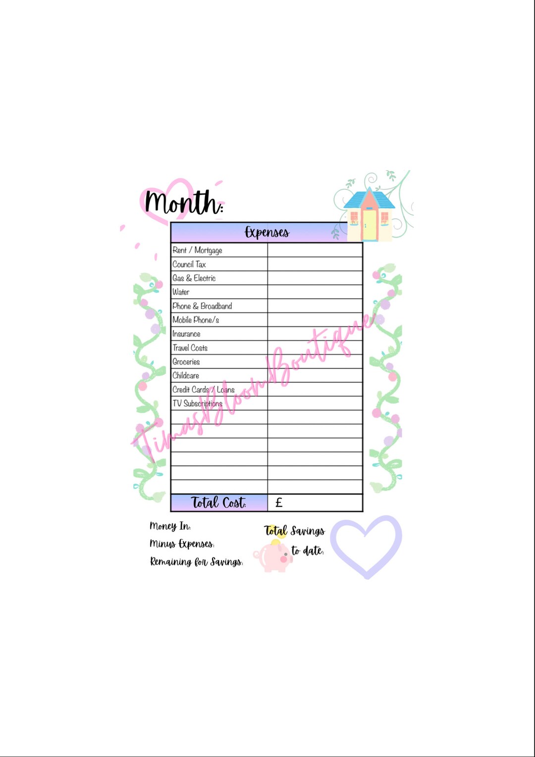 A4 Printable Monthly Budget Planner, Home Budget, Budget Template ...
