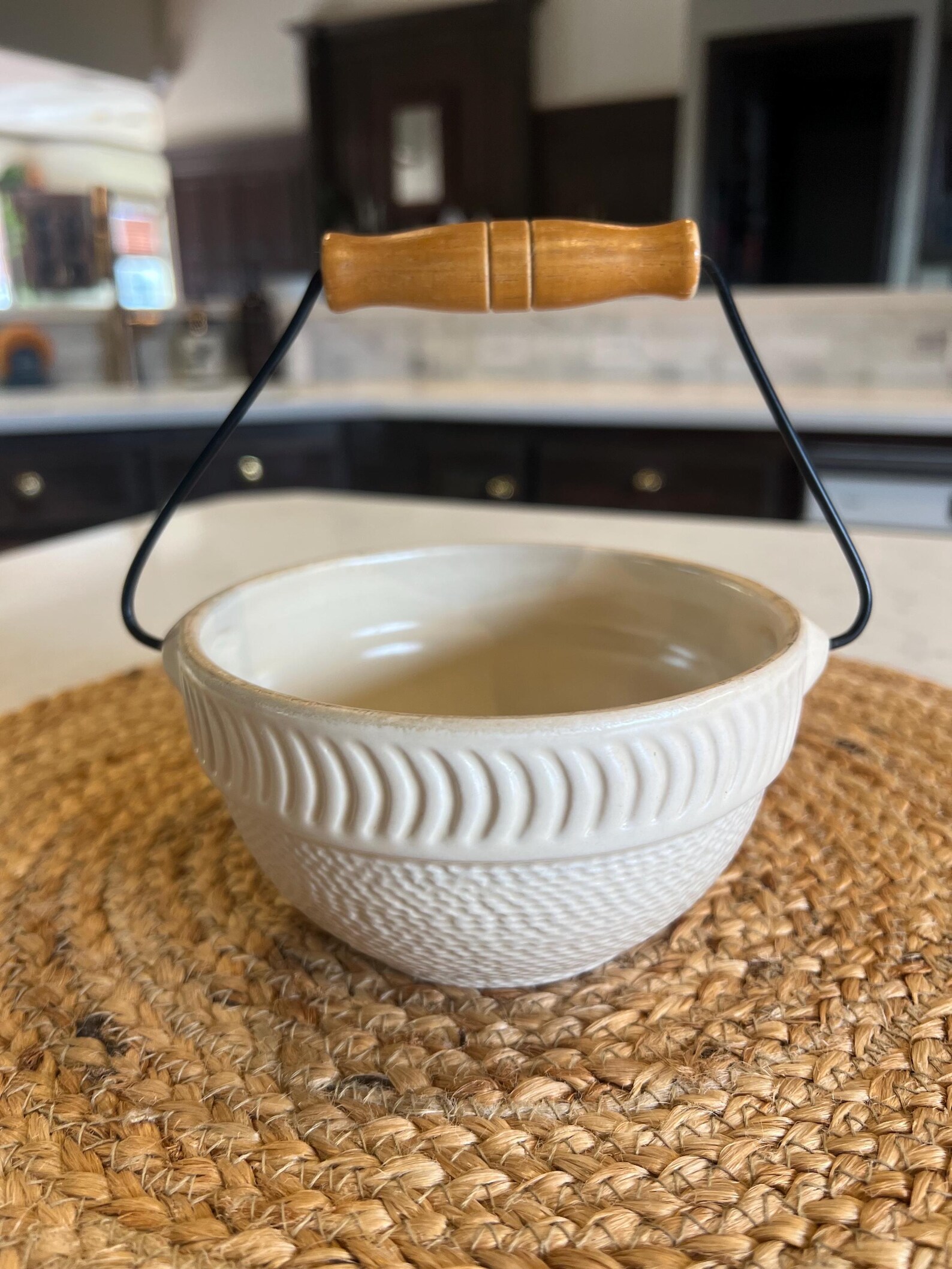 Vintage Farm House Style BOWL- WOOD HANDLE. - Etsy