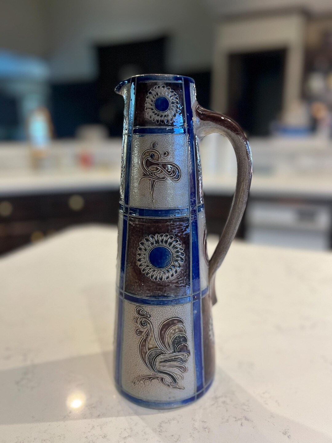 Vintage Salt Glaze Grey & Blue Pottery Ceramic Jug Pitcher - Germany - Etsy