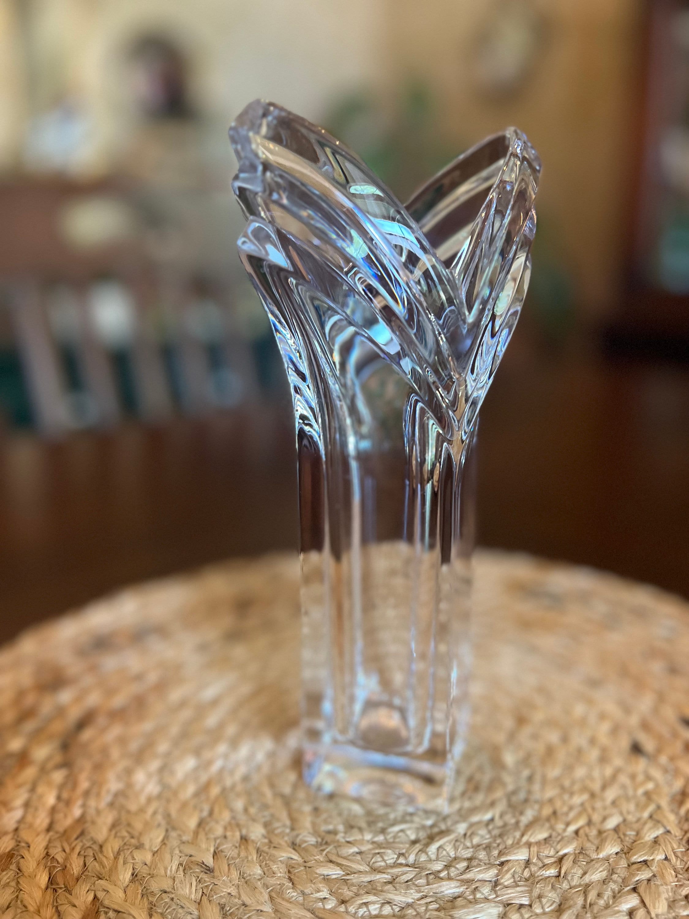 Mikasa Art Deco Pattern V-shaped Crystal Glass Flower Vase - Etsy