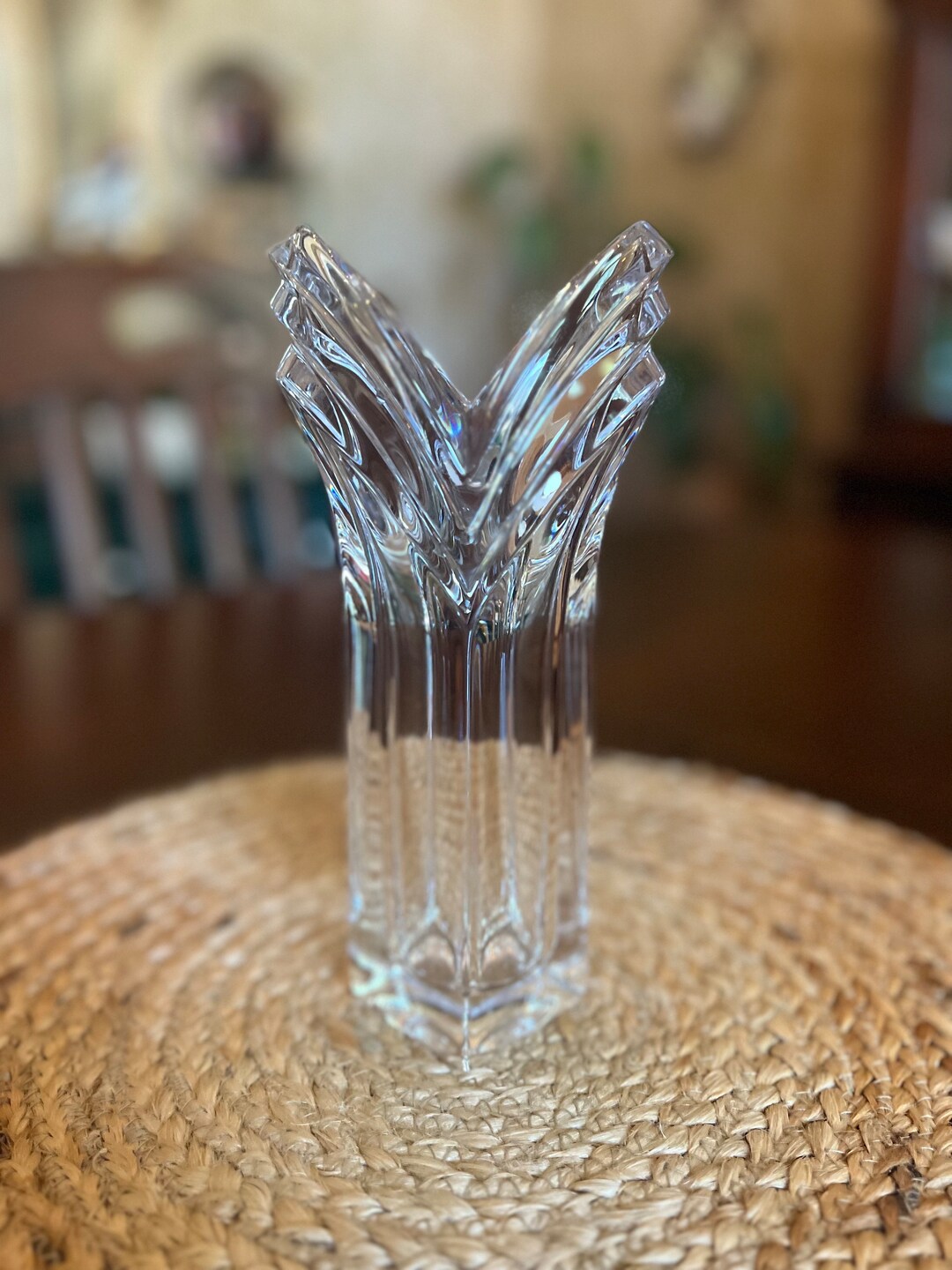Mikasa Art Deco Pattern V-shaped Crystal Glass Flower Vase - Etsy