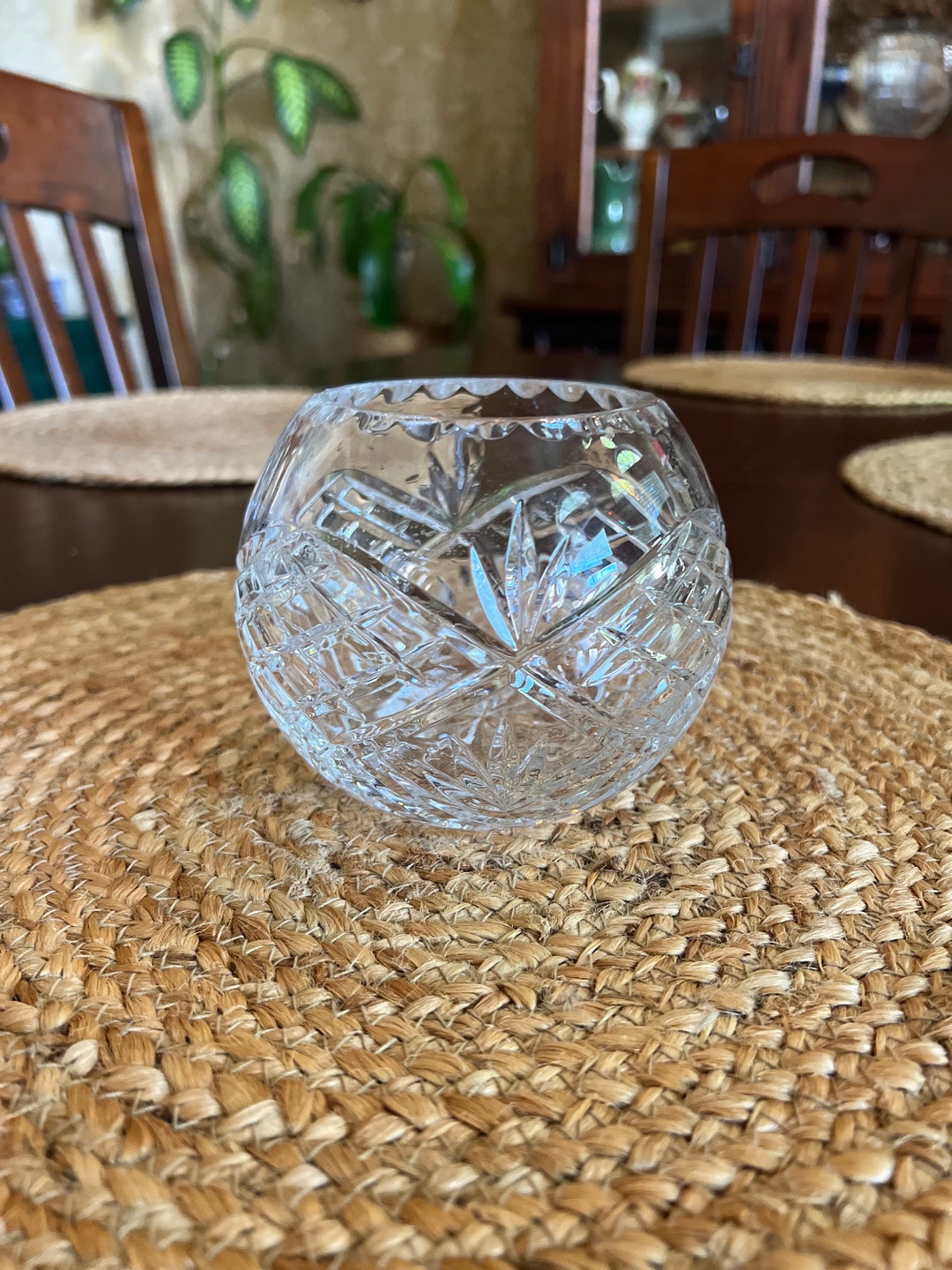 Hand Cut Lead Crystal Vase Scalloped Edge Excellent Condition - Etsy