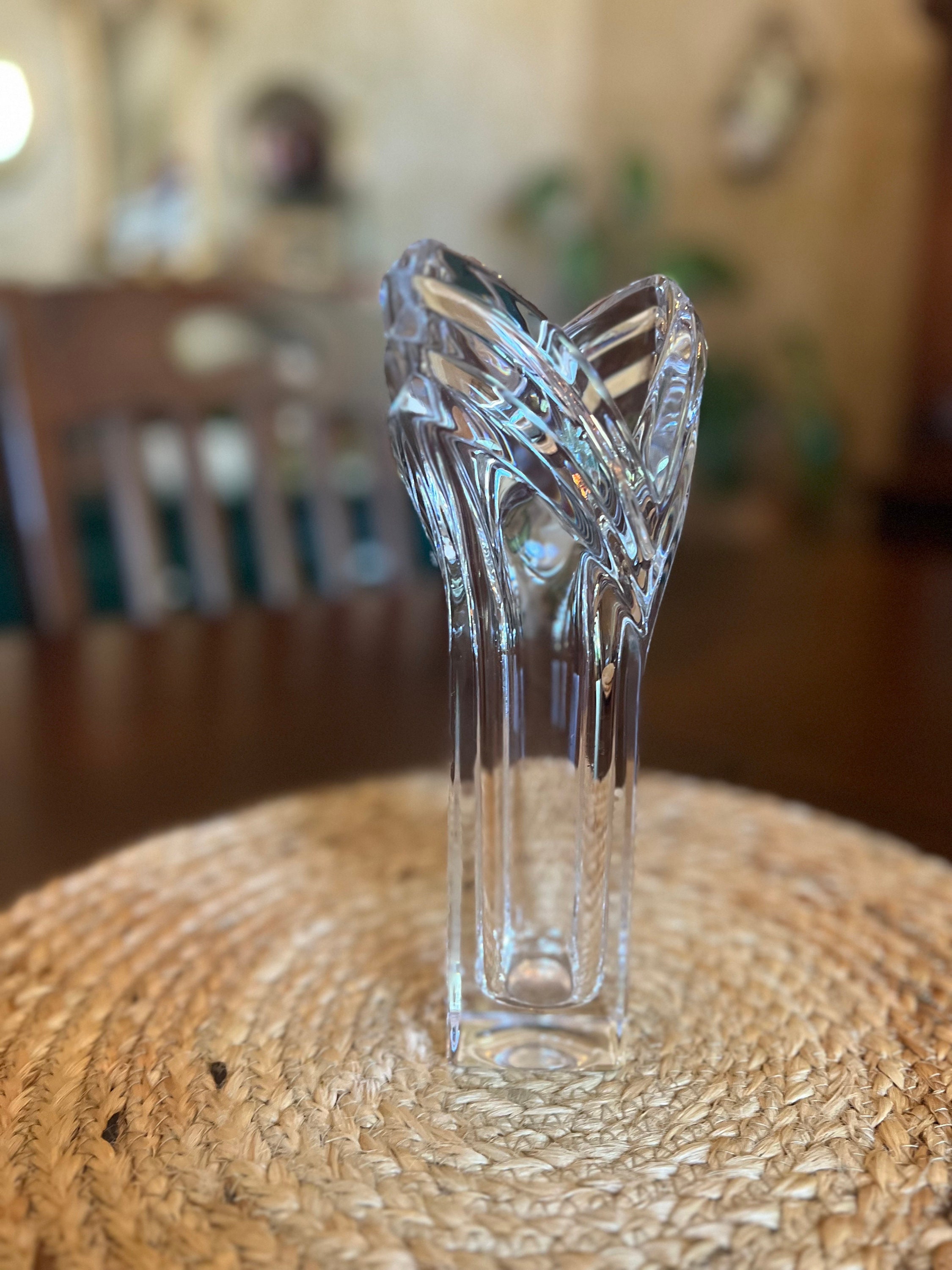 Mikasa Art Deco Pattern V-shaped Crystal Glass Flower Vase - Etsy