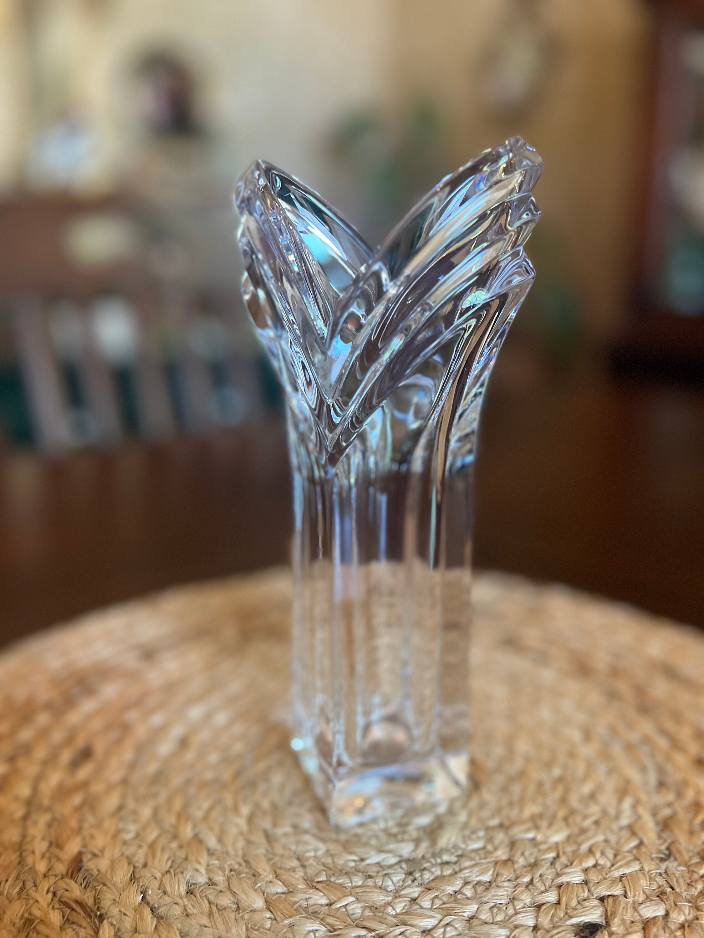 Mikasa Art Deco Pattern V-shaped Crystal Glass Flower Vase - Etsy