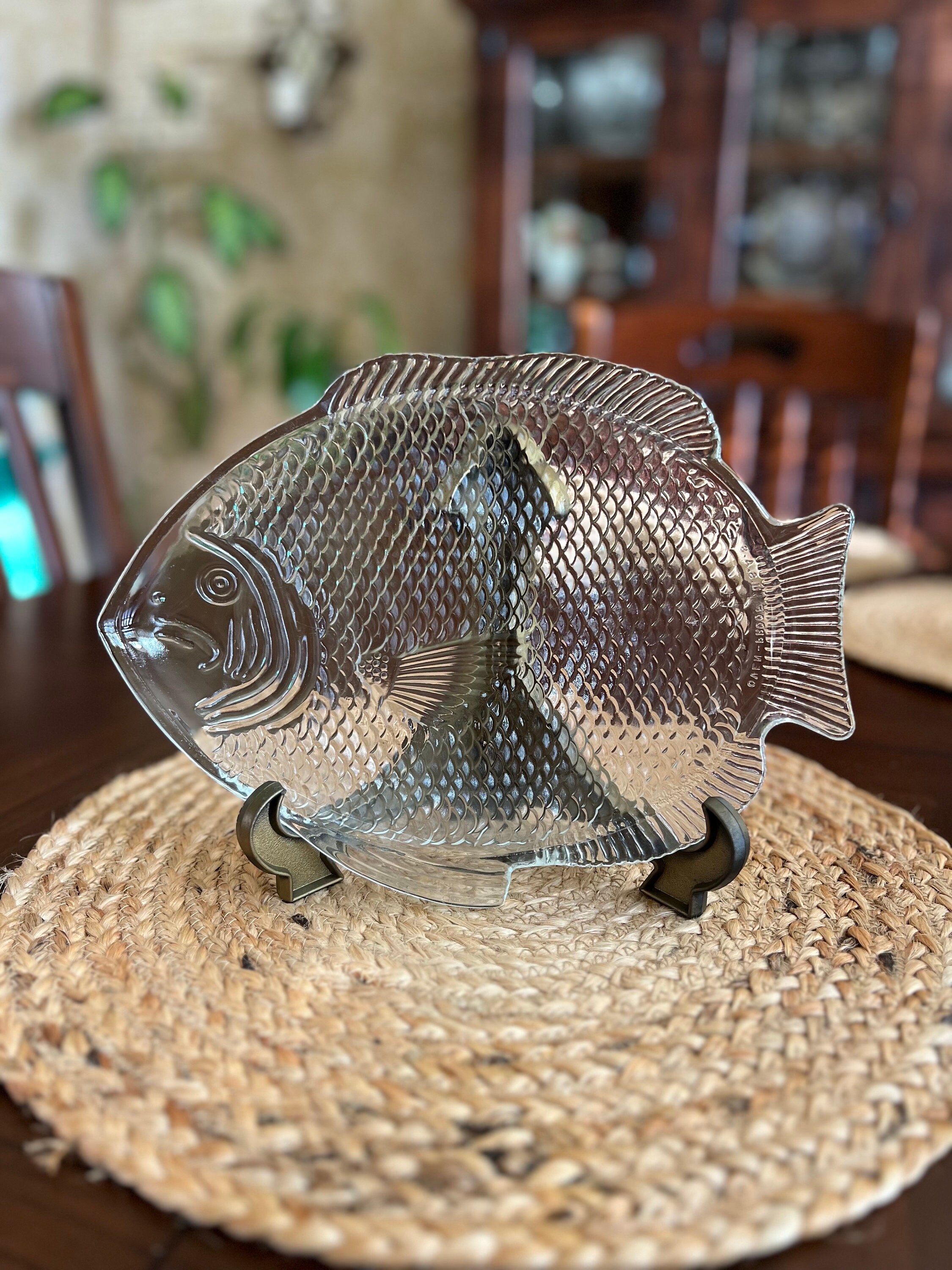 Vintage Glass FISH Shape Plate serving PLATTER USA Ovenproof - Etsy