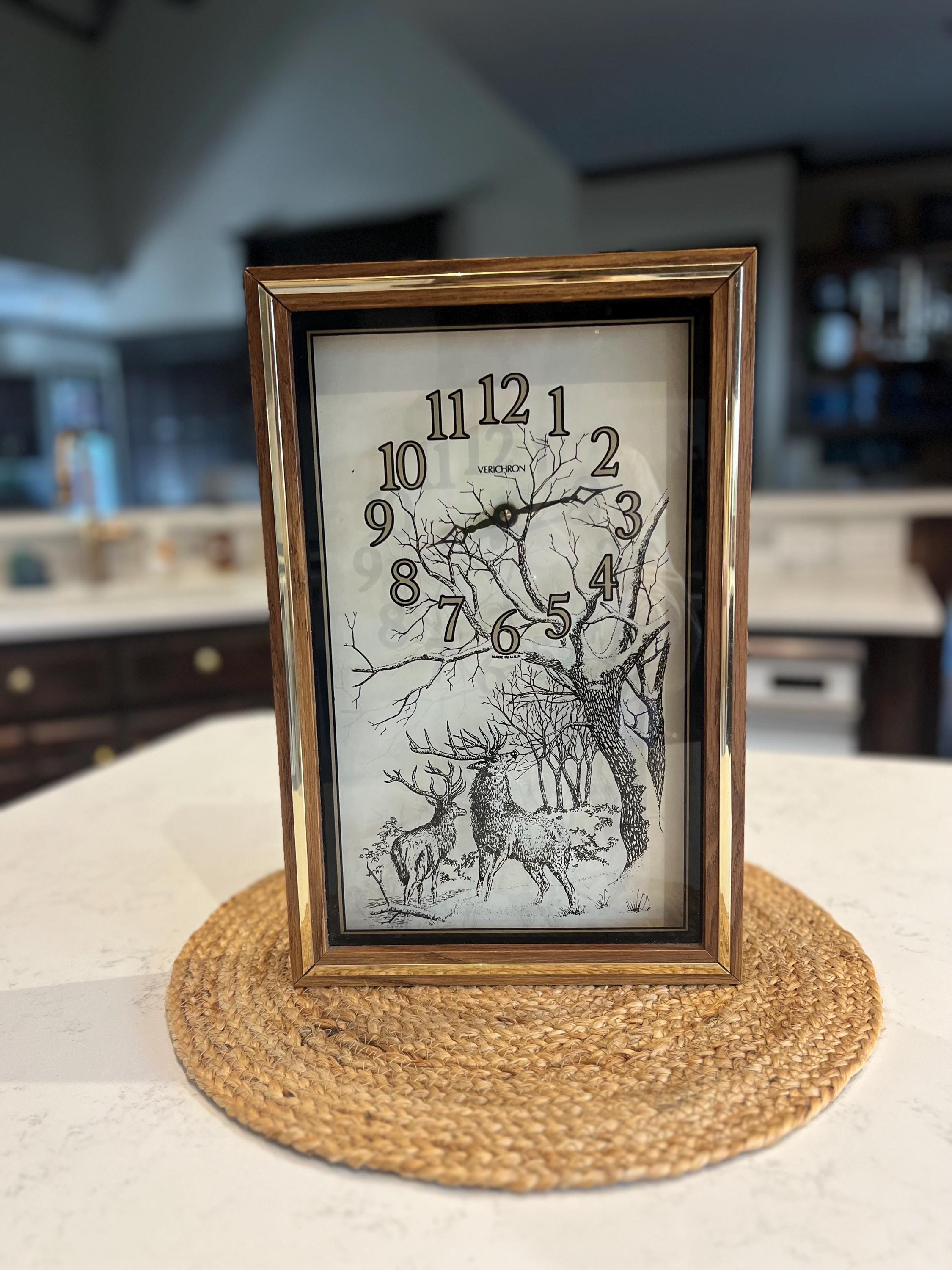 Vintage VERICHRON Standing or Wall Bucks Deer Wood Wall Clock - Etsy