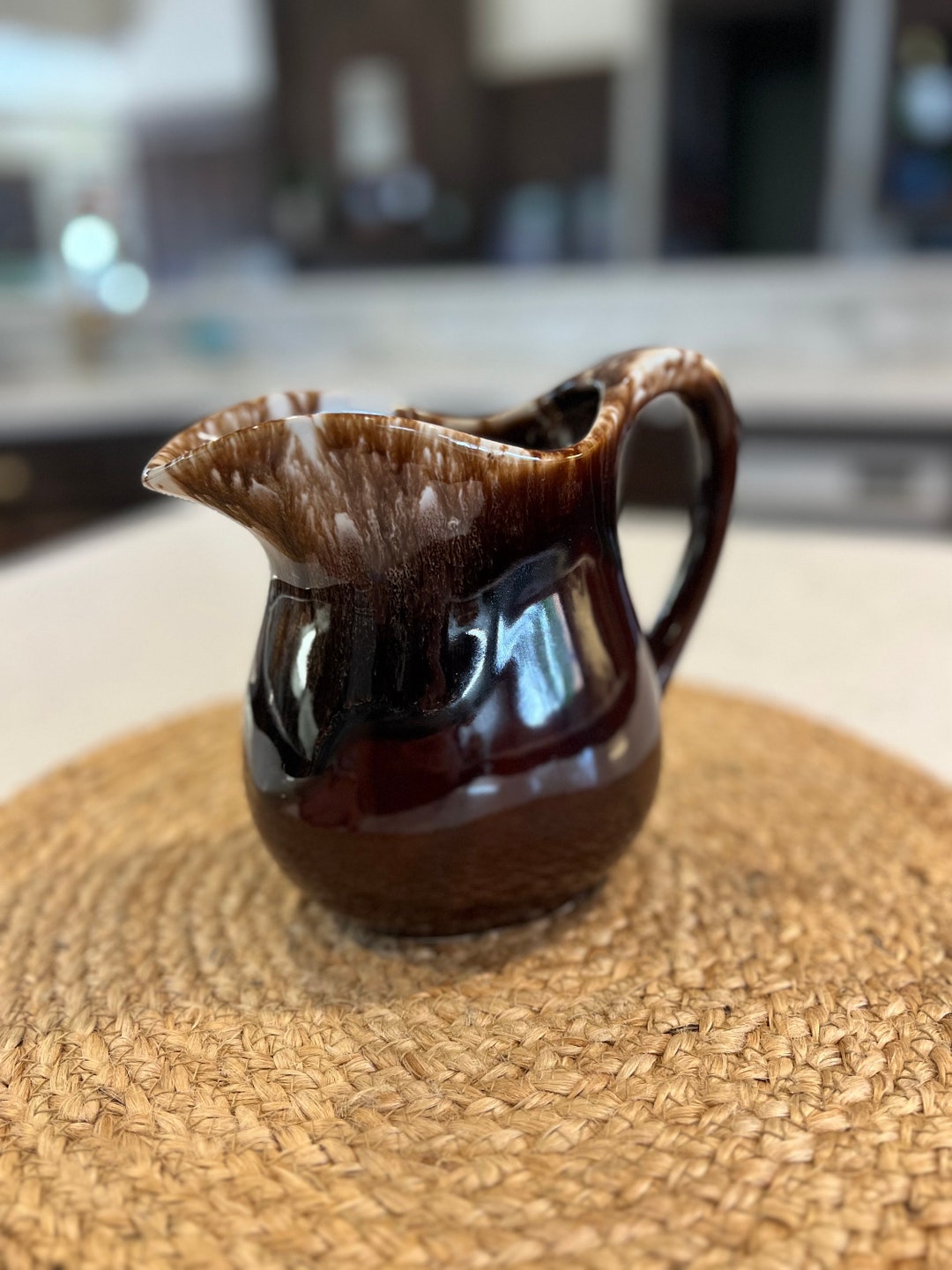 Vintage Hull Pottery Brown Drip Glaze Stoneware Pitcher USA 6.5" MCM ...