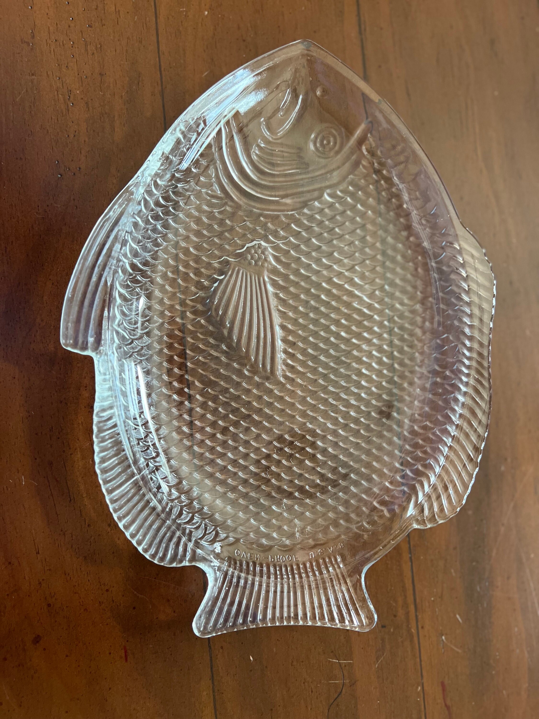 Vintage Glass FISH Shape Plate serving PLATTER USA Ovenproof - Etsy