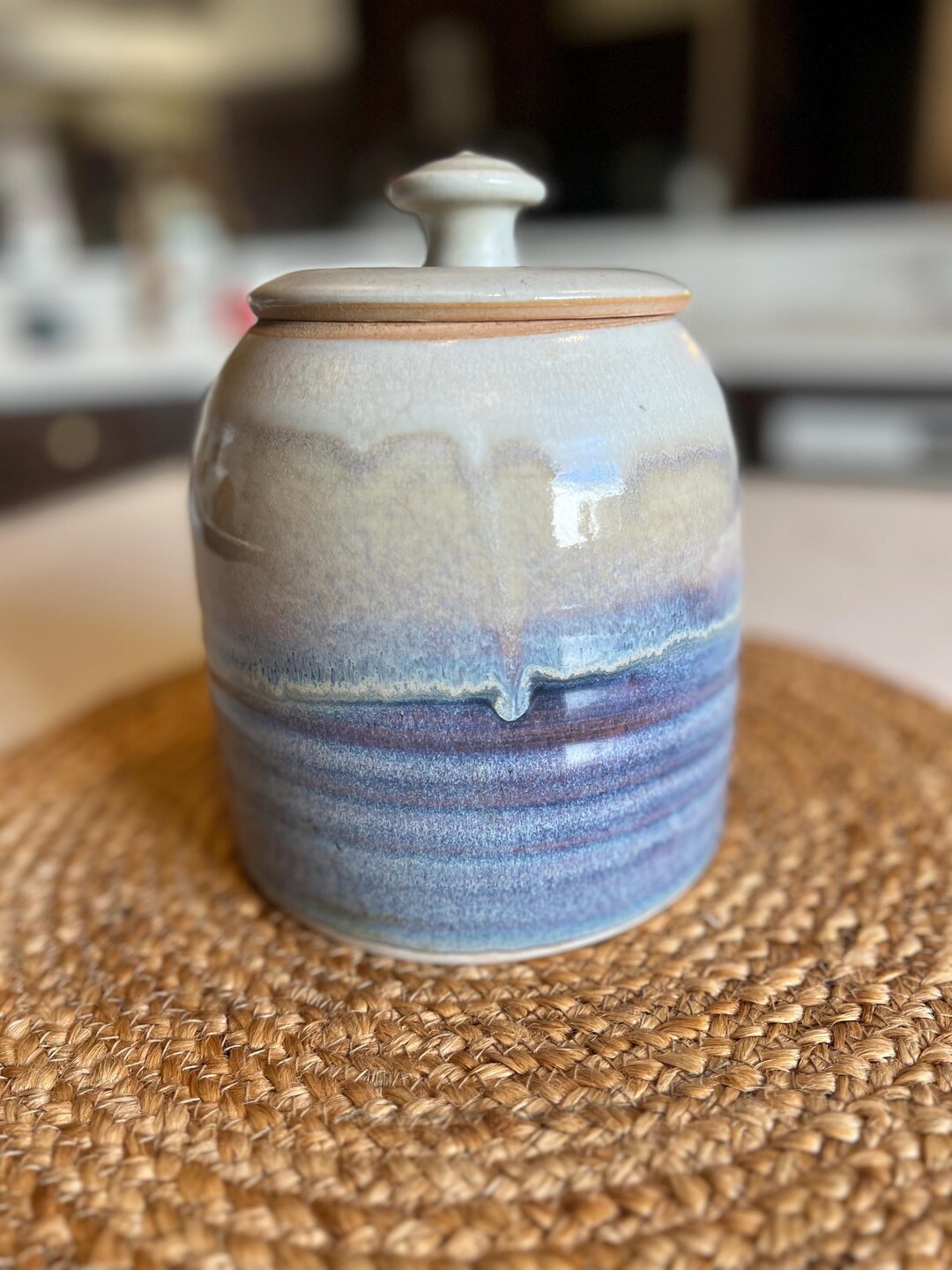 Handmade Ceramic Glazed Pottery Blue Jar With Lid - Etsy