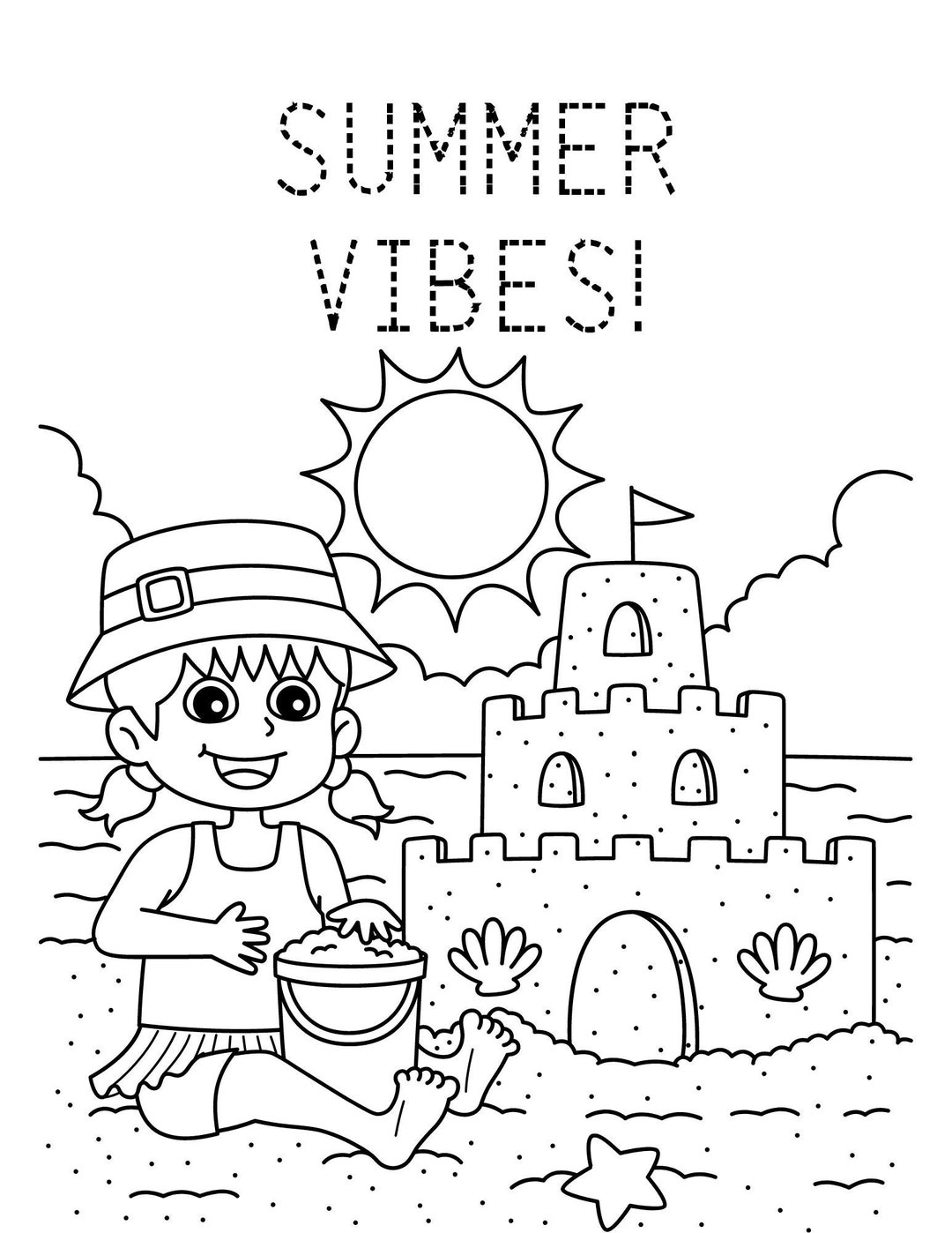 21 Printable Summer Coloring Pages for Children, Beach Fun Coloring ...