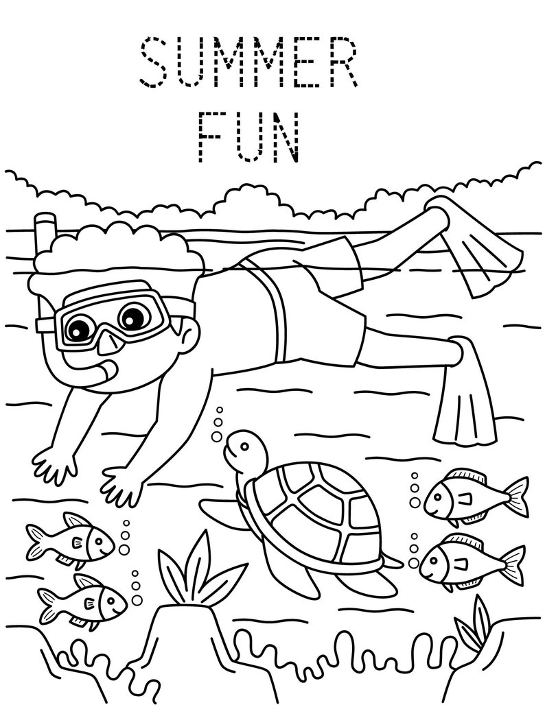 21 Printable Summer Coloring Pages for Children, Beach Fun Coloring ...