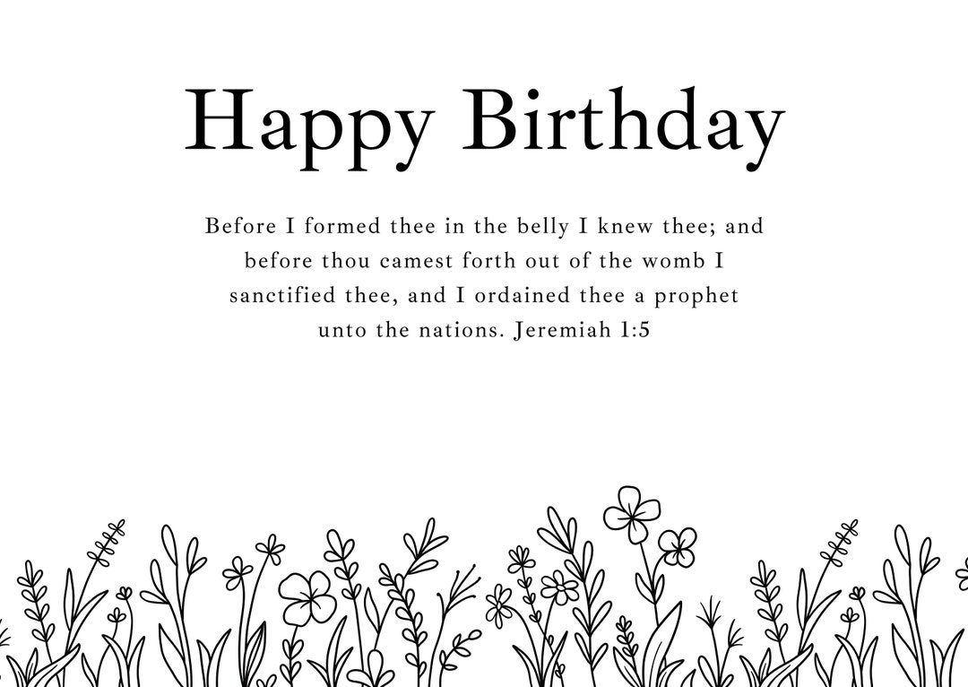 Floral Bible Verse Birthday Card, Christian Birthday Card, Printable ...