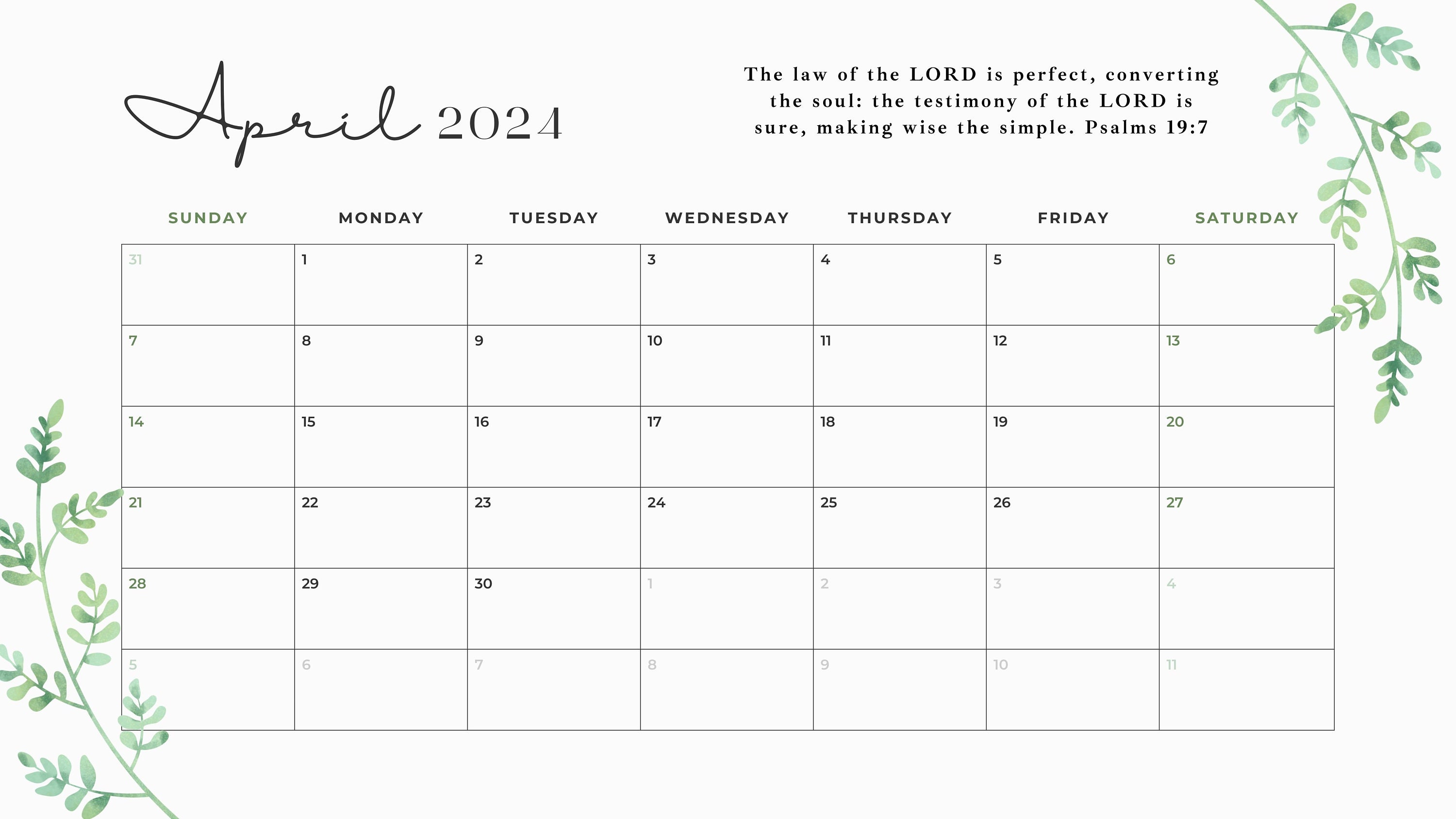Calendar 2024 With Bible Verse, Printable - Etsy